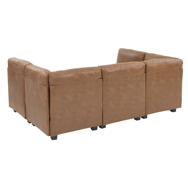 Wade Logan® Amaron 6 - Piece Vegan Leather Sectional & Reviews ...